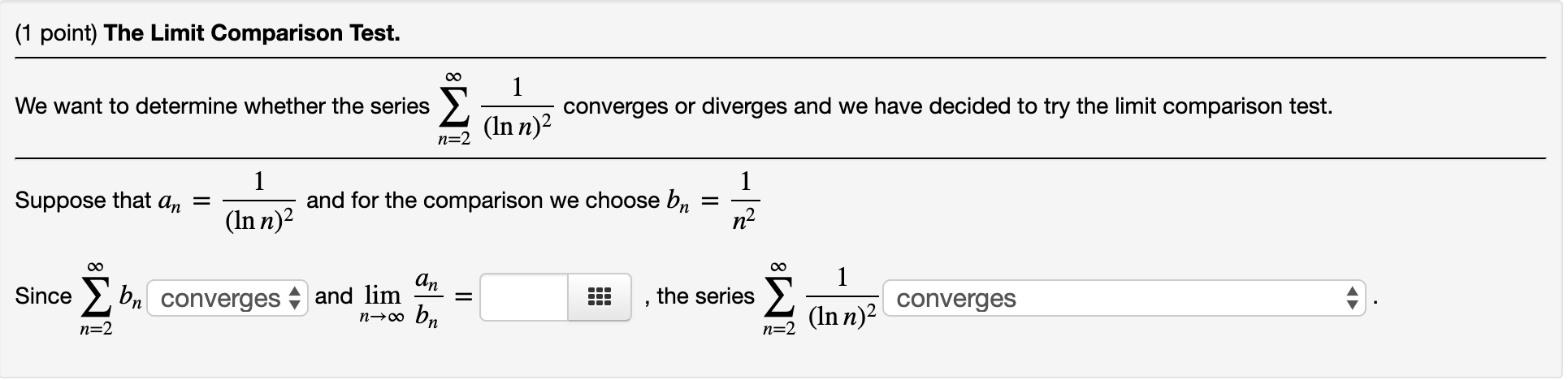 Solved: (1 Point) The Direct Comparison Test Suppose That ... | Chegg.com