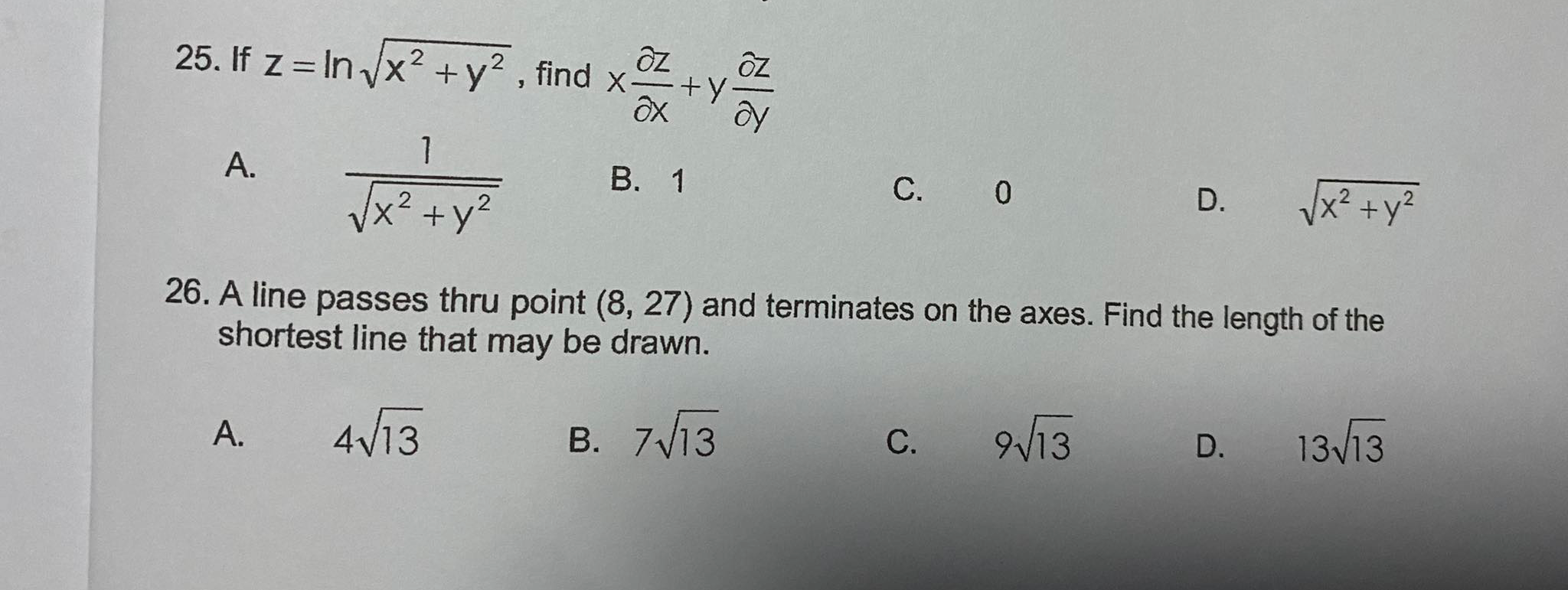 Solved @x 25. If z = In \x2 + y2 , find x @ +y +ve vx2 + y | Chegg.com