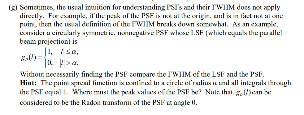 Consider a linear shift invariant imaging system with | Chegg.com