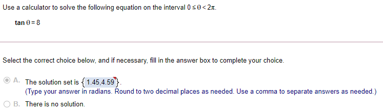 Solved Use a calculator to solve the following equation on | Chegg.com