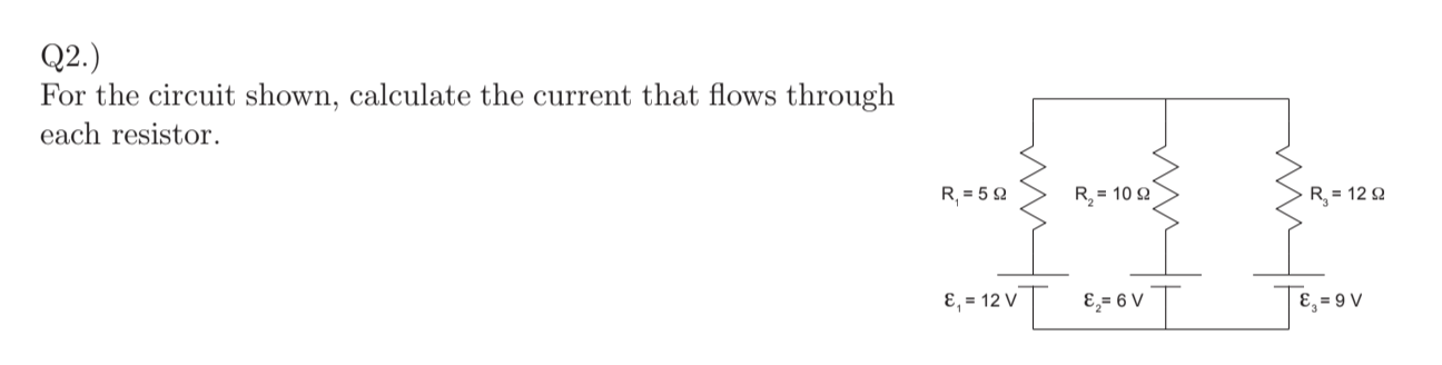 Solved Q2.) For the circuit shown, calculate the current | Chegg.com