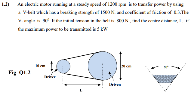 Solved 1.2) An electric motor running at a steady speed of | Chegg.com