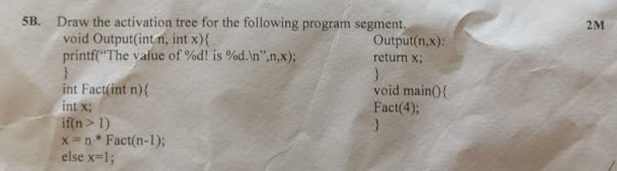 Solved Draw the activation tree for the following program | Chegg.com