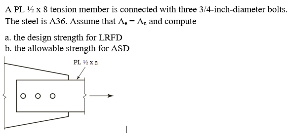 Solved A PL 12 x 8 tension member is connected with three | Chegg.com