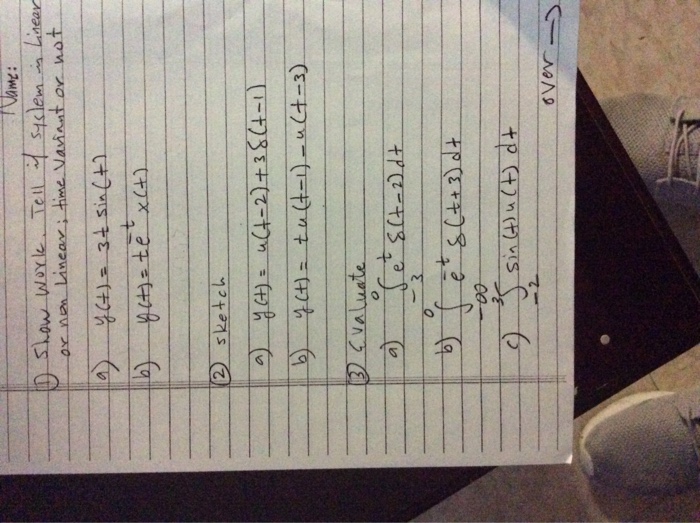 Solved Show work. Tell if system in linear or non linear: | Chegg.com