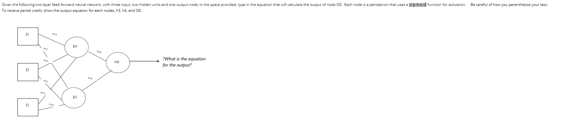 Solved Given the following two layer feed forward neural | Chegg.com