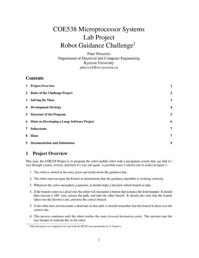 Solved 1 Project Overview This year, the COE538 Project is | Chegg.com