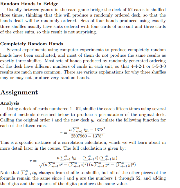 Random Hands in Bridge Usually between games in the | Chegg.com