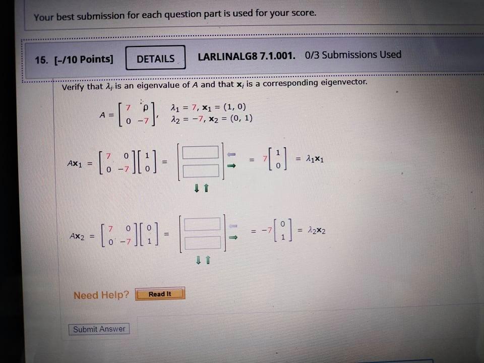 Solved Your best submission for each question part is used | Chegg.com