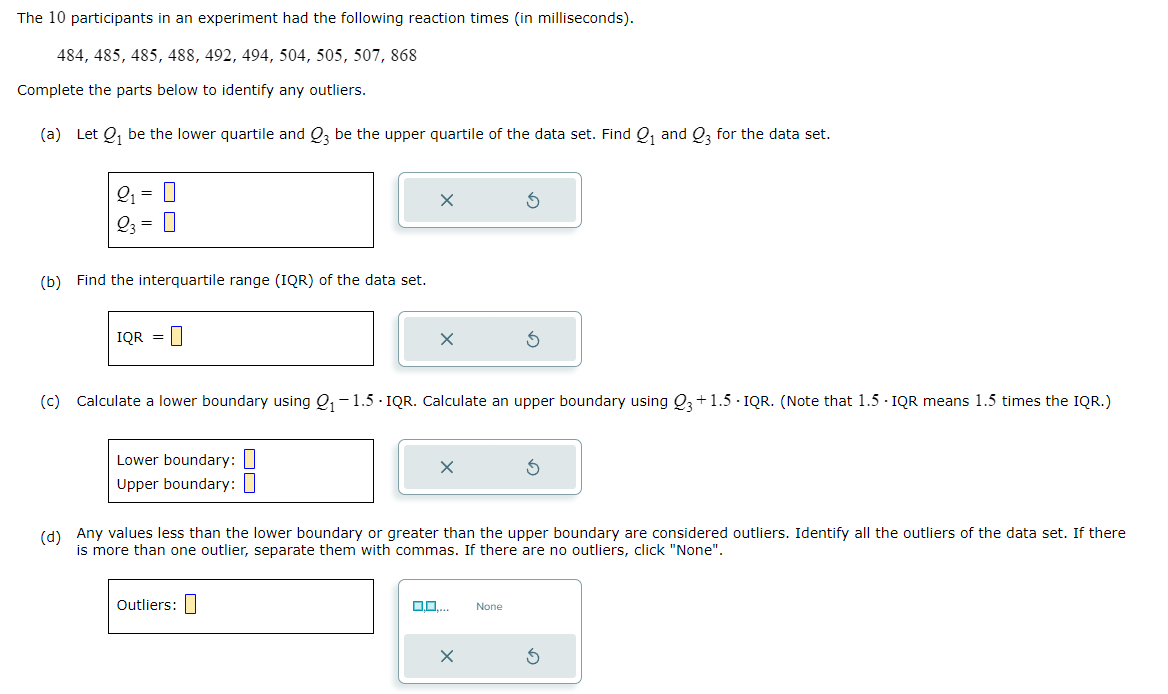 Solved The 10 participants in an experiment had the | Chegg.com
