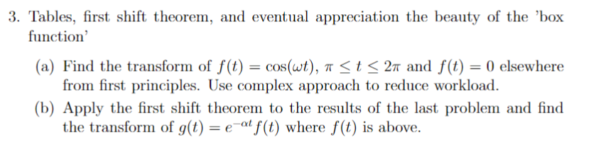 Solved 3. Tables, first shift theorem, and eventual | Chegg.com