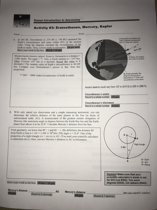Solved Rowan Introduction to Astronomy Activity #3: | Chegg.com