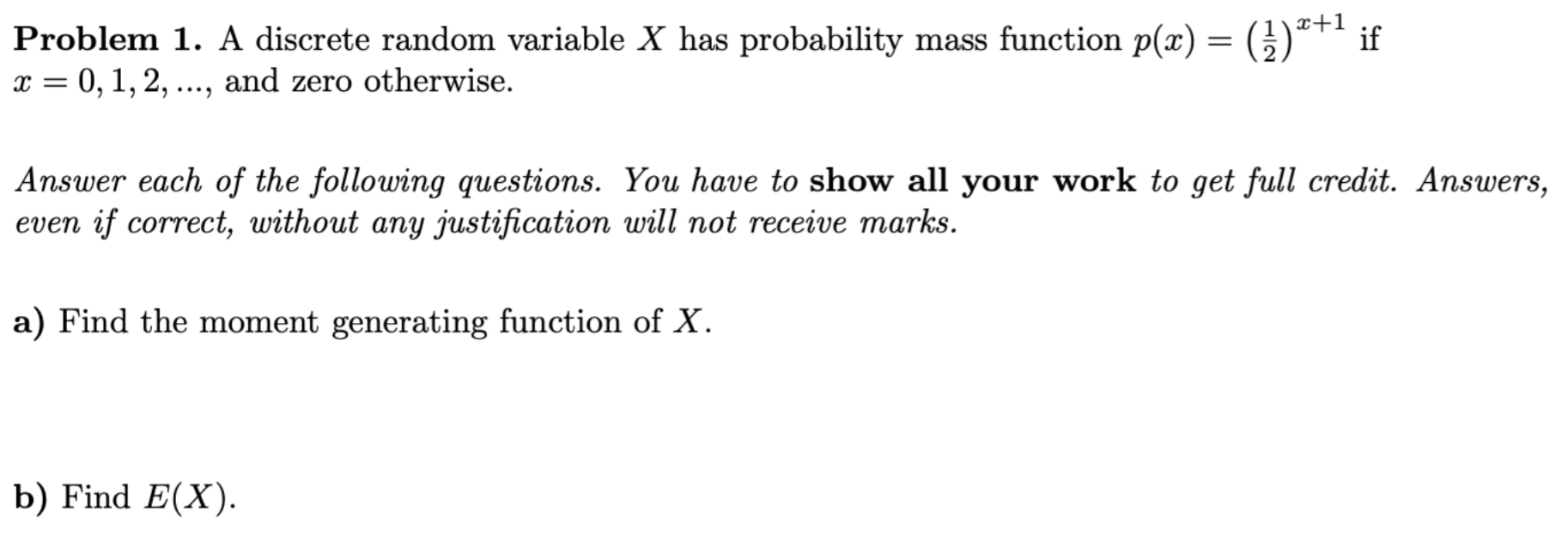 Solved Problem 1. A discrete random variable X has | Chegg.com