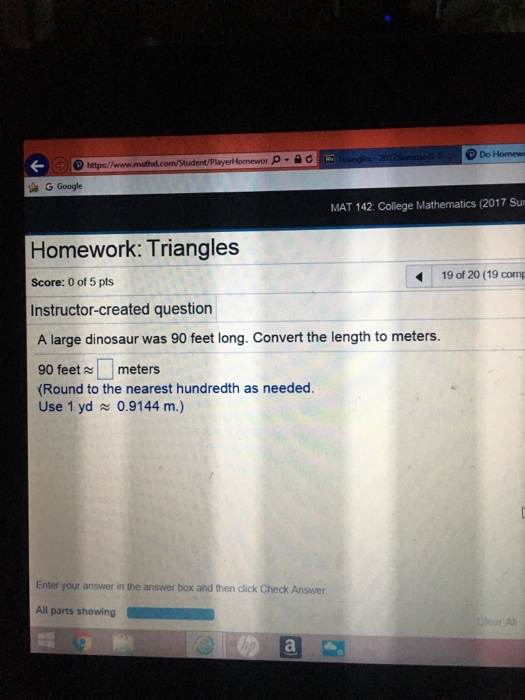 Solved A large dinosaur was 90 feet long. Convert the length | Chegg.com