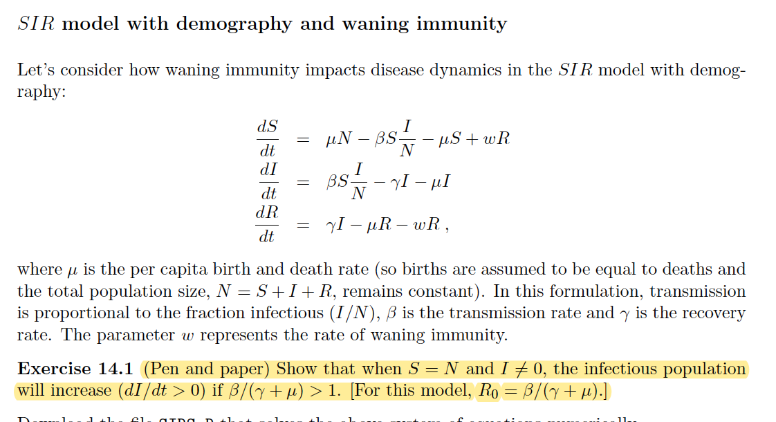 Solved SIR model with demography and waning immunity Let’s | Chegg.com