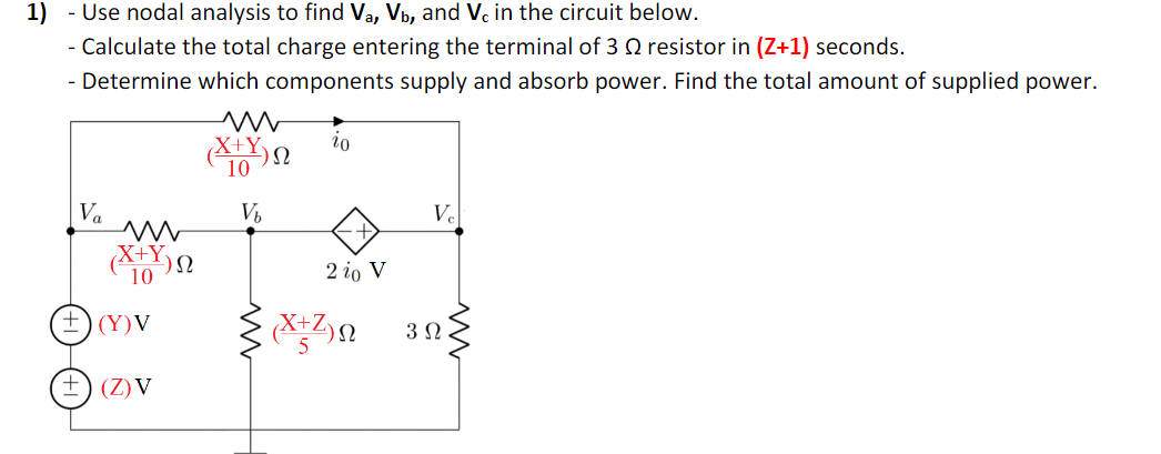 Solved 1) - Use nodal analysis to find Va, Vb, and V. in the | Chegg.com