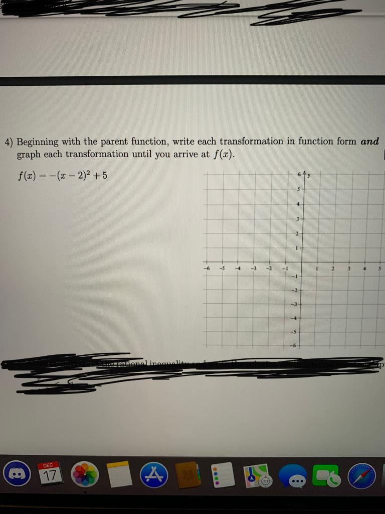 Solved 4) Beginning with the parent function, write each | Chegg.com