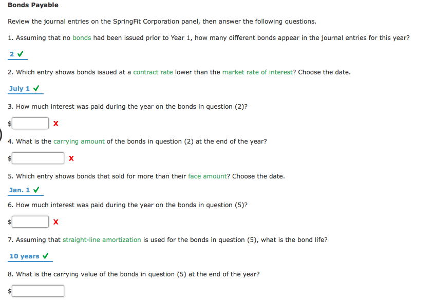 Mastery Problem: Liabilities: Bonds Payable SpringFit | Chegg.com