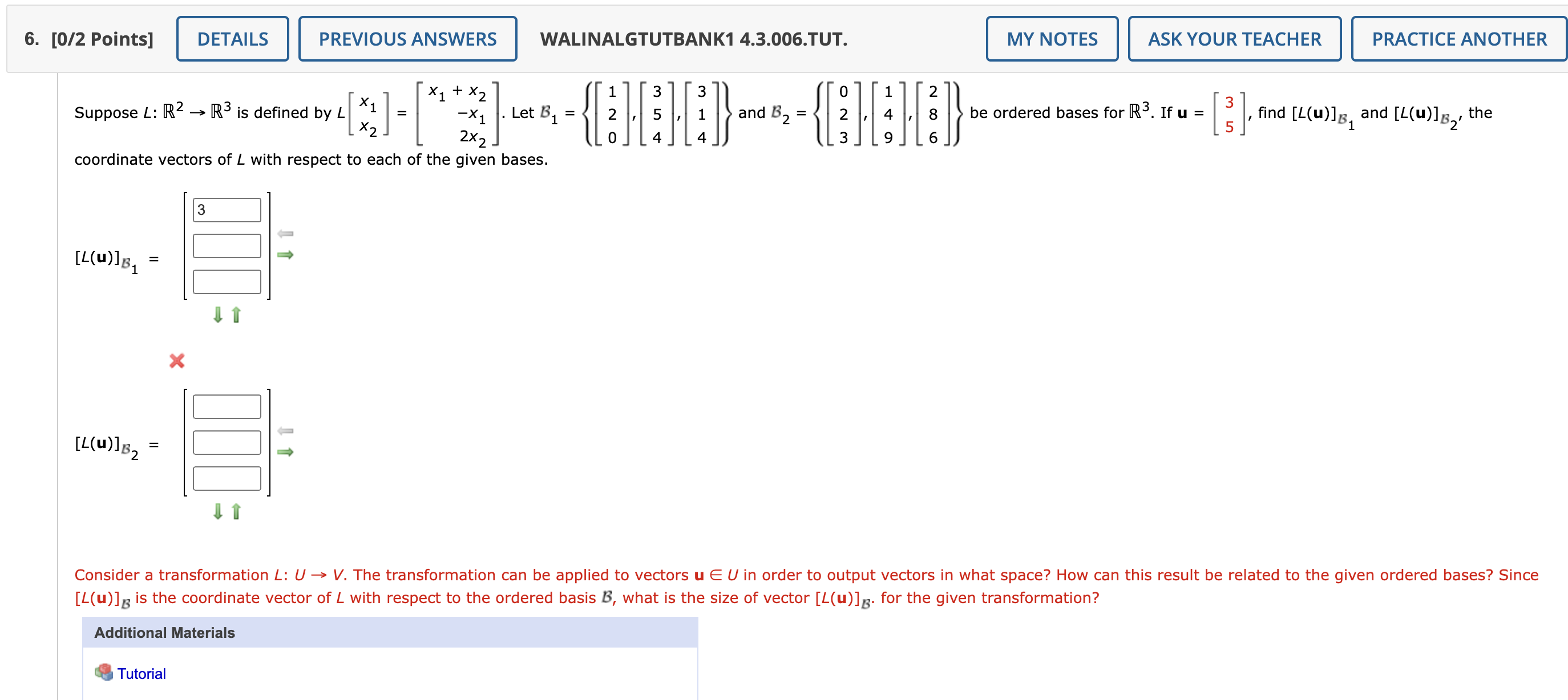 Solved coordinate vectors of L with respect to each of the | Chegg.com