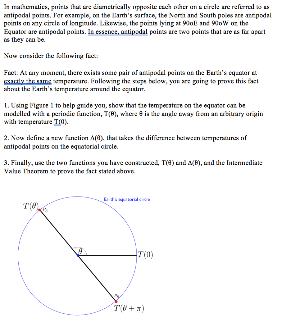 Solved In mathematics, points that are diametrically | Chegg.com