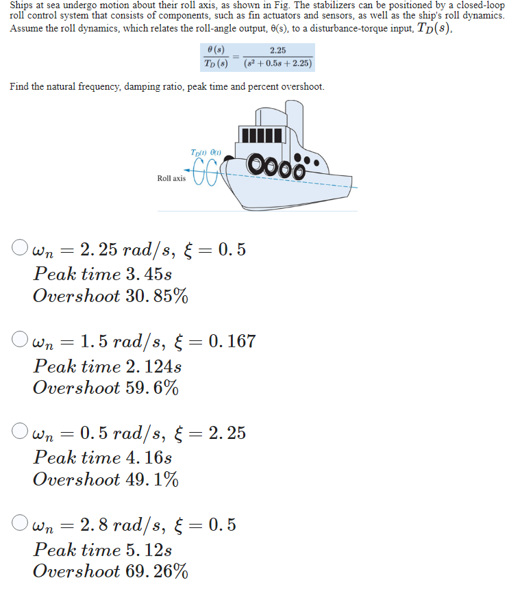 Solved Ships at sea undergo motion about their roll axis, as | Chegg.com