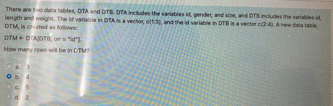 Solved There are two data tables, DTA and DTB. DTA includes | Chegg.com