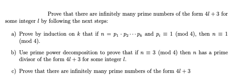 Solved Prove that there are infinitely many prime numbers of | Chegg.com