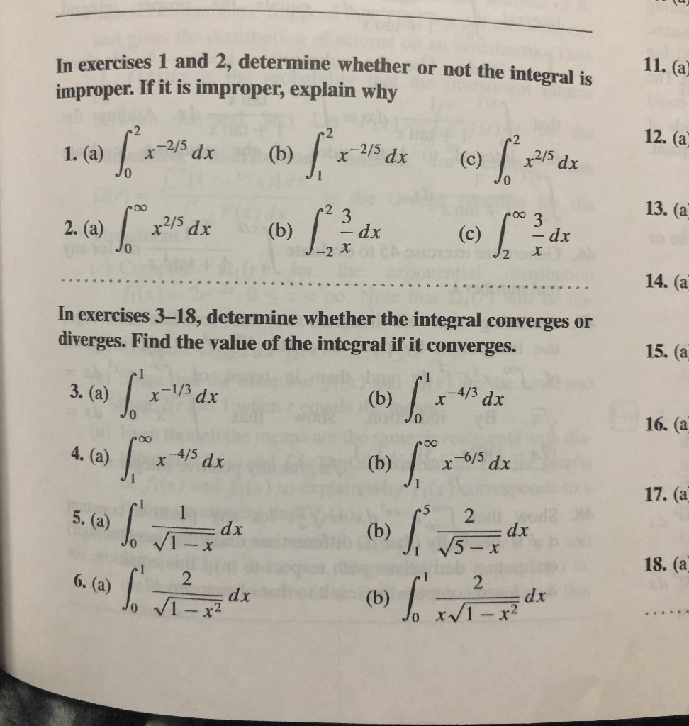 Solved 1 and 2, determine whether or not the integral is In | Chegg.com