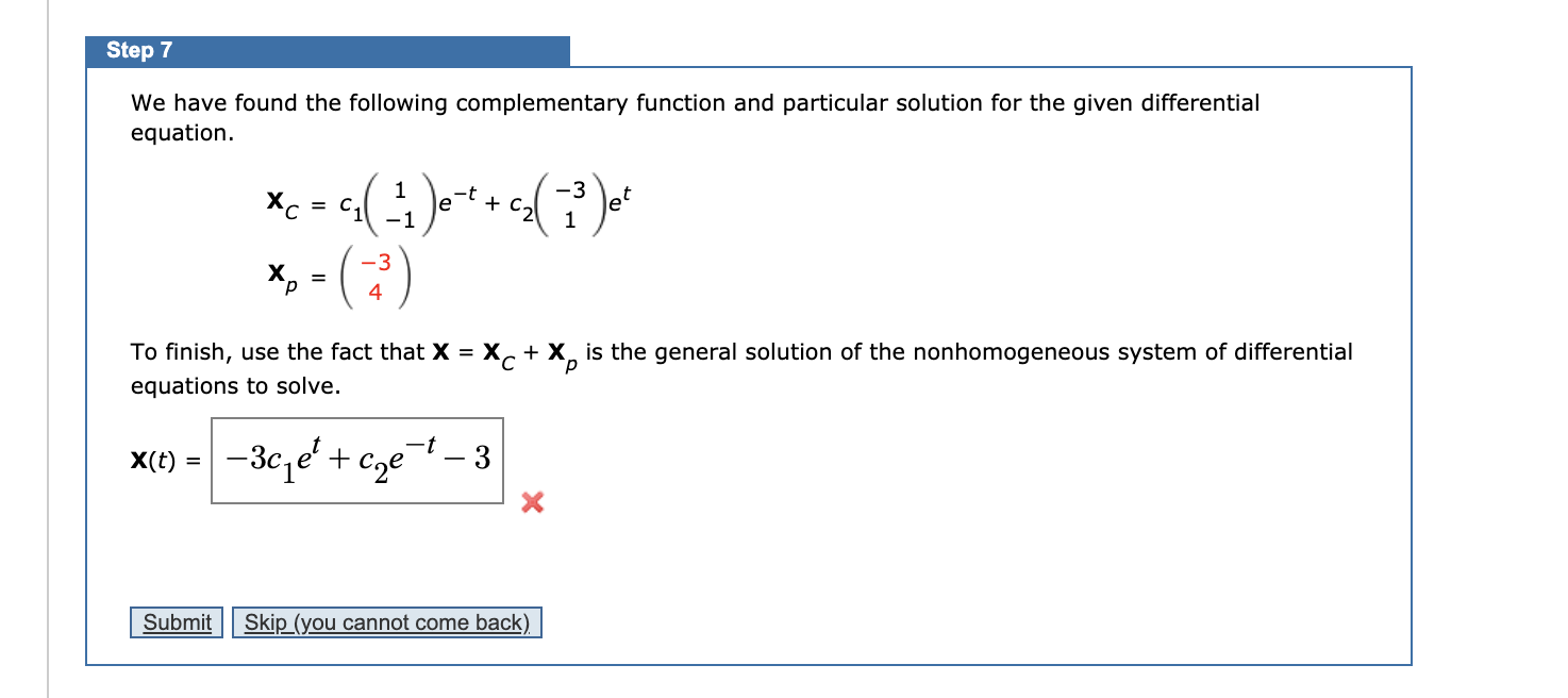 Solved Step 7 We have found the following complementary | Chegg.com