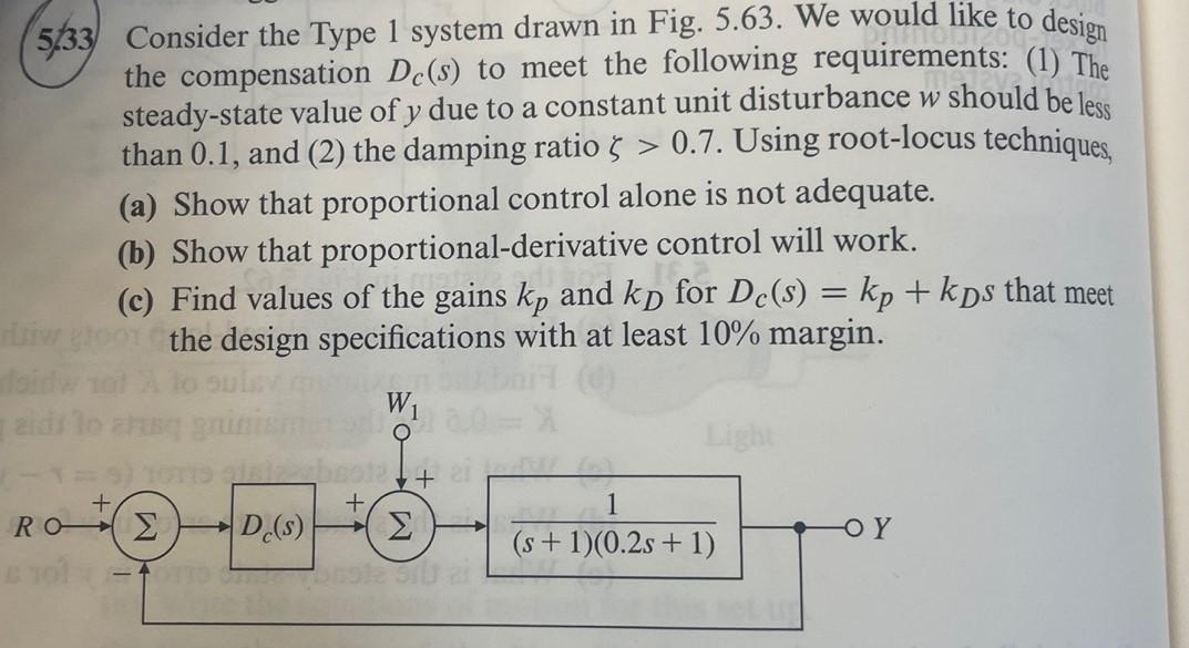 Solved 5/33 Consider the Type 1 system drawn in Fig. 5.63. | Chegg.com