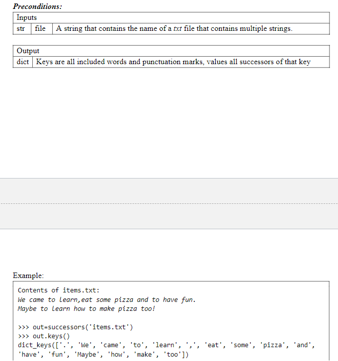 Solved successors(file) Returns a dictionary whose keys are | Chegg.com