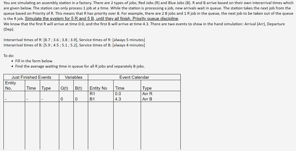 Solved You are simulating an assembly station in a factory. | Chegg.com