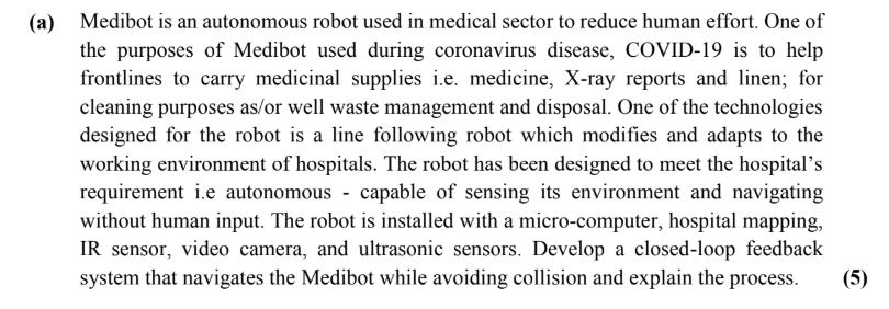 (a) Medibot is an autonomous robot used in medical | Chegg.com