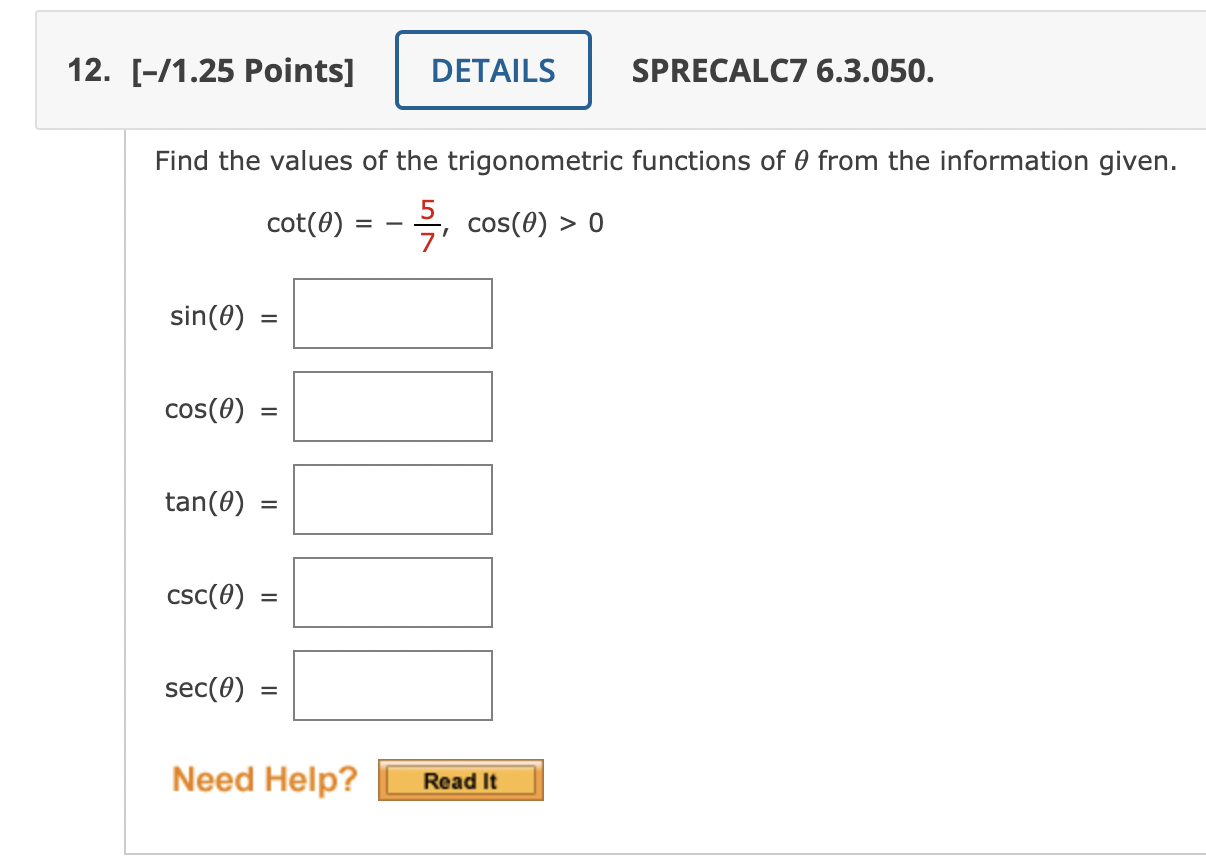 Solved Write the first trigonometric function in terms of | Chegg.com