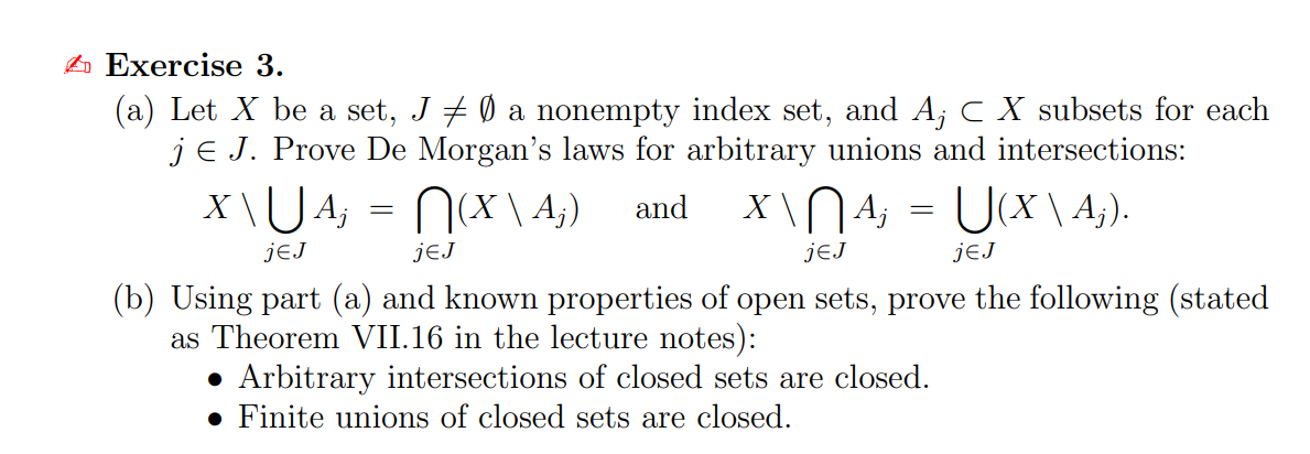 Solved Exercise 3.(a) ﻿Let x ﻿be a set, J≠O? ﻿a nonempty | Chegg.com