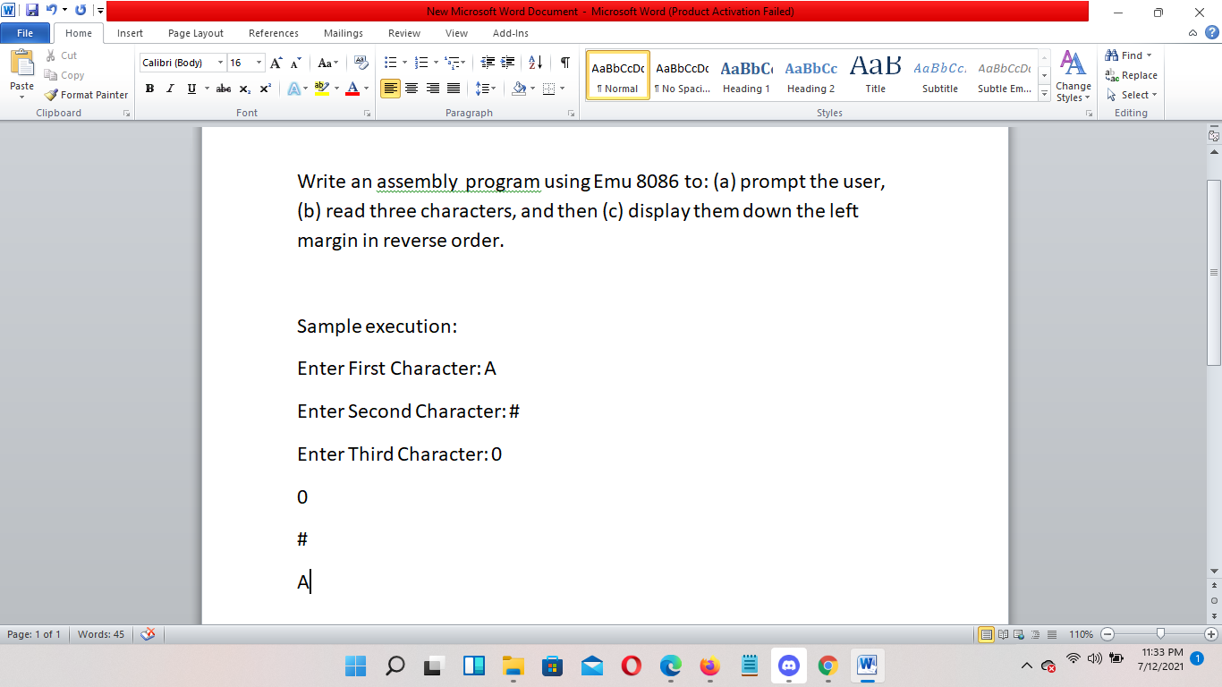 Solved W9 - U= New Microsoft Word Document - Microsoft Word | Chegg.com