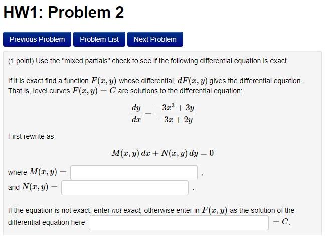 Solved HW1: Problem 2 Previous Problem Problem List Next | Chegg.com