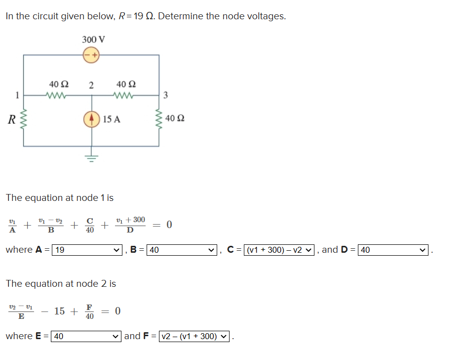 Solved In the circuit given below, R=19Ω. Determine the node | Chegg.com