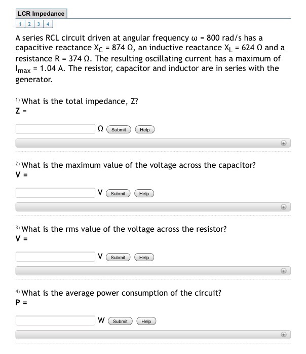 Solved LCR Impedance 1 2 3 4 A series RCL circuit driven at | Chegg.com