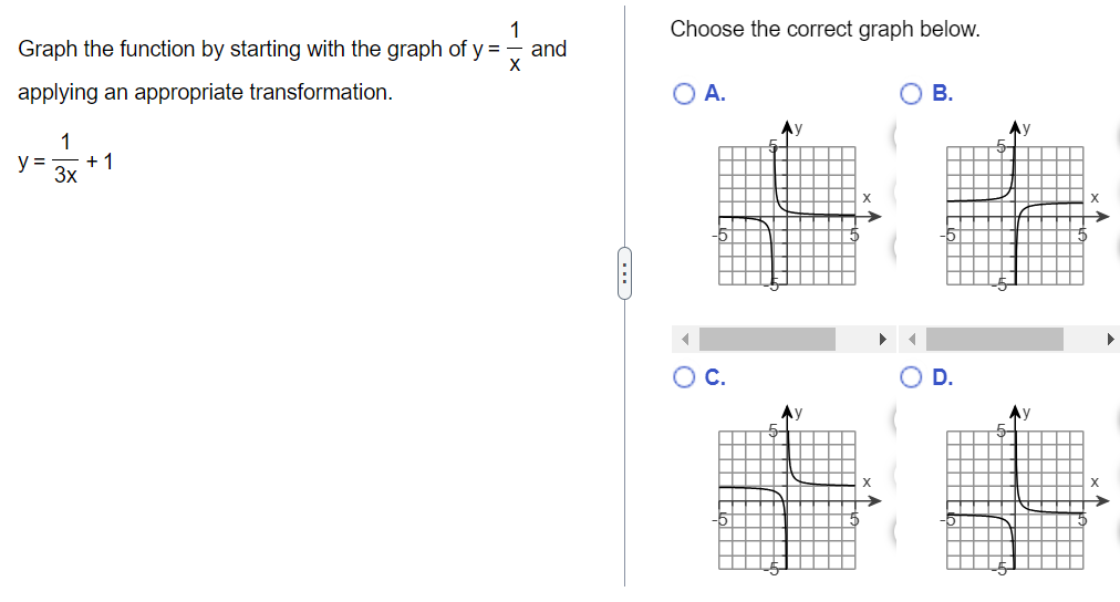 Solved Graph the function by starting with the graph of y=x1 | Chegg.com