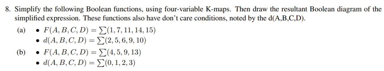 Solved Simplify the following Boolean functions, using | Chegg.com