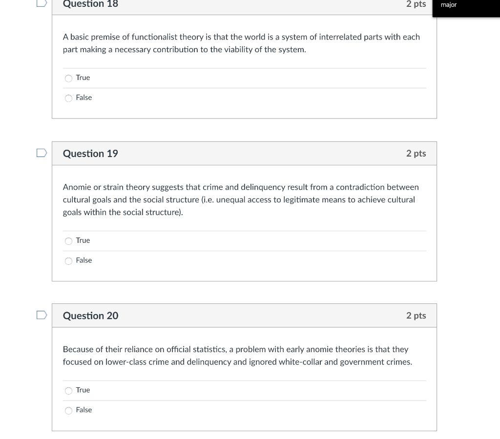 Solved Question 18 2 pts major A basic premise of | Chegg.com