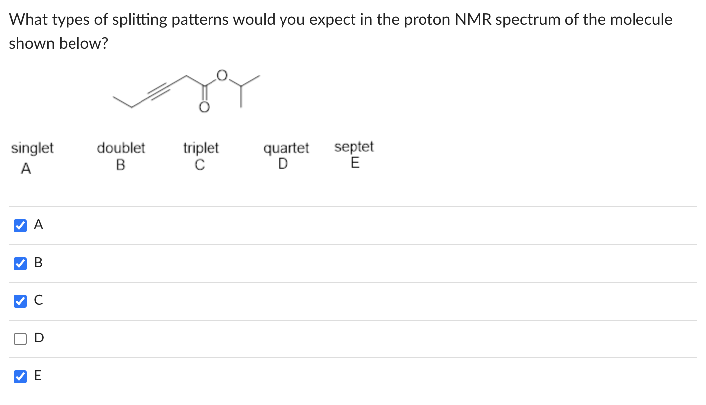 Solved What types of splitting patterns would you expect in | Chegg.com