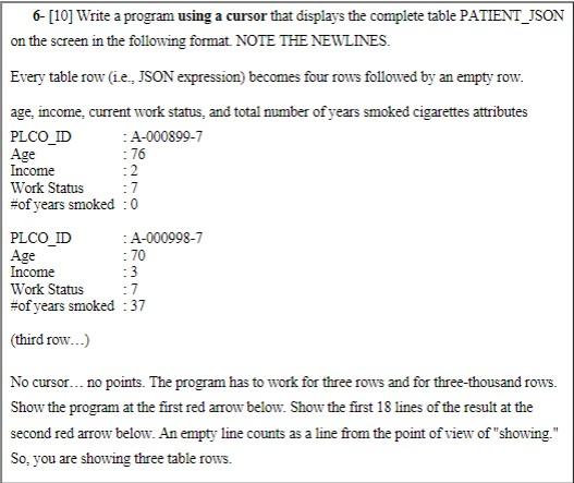 Solved 6- [10] Write a program using a cursor that displays | Chegg.com