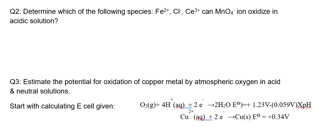 Solved Q2: Determine which of the following species: | Chegg.com