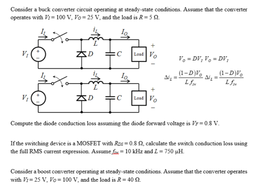 Solved Consider a buck converter circuit operating at | Chegg.com