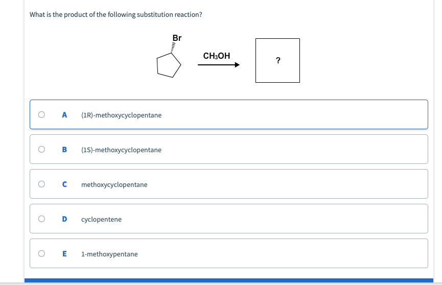 Solved What is the product of the following substitution | Chegg.com