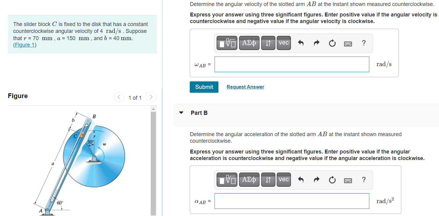 Solved The slider block C is fixed to the disk that has a | Chegg.com