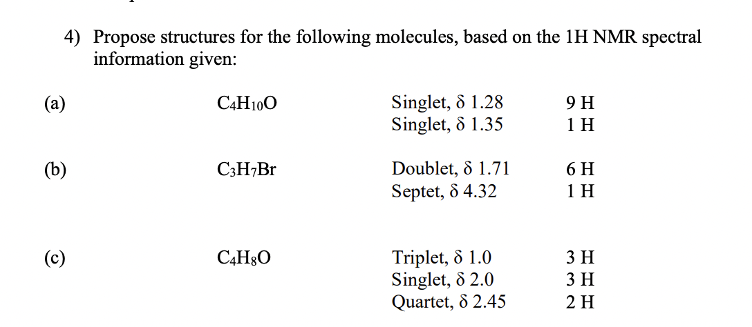 Solved Propose structures for the following molecules, based | Chegg.com