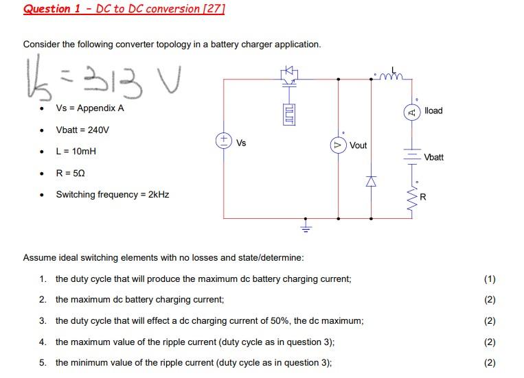 Solved Question 1 DC to DC conversion [27] Consider the | Chegg.com